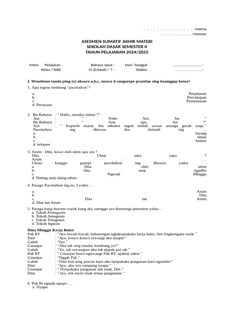 PH Tema Pacelathon Kelas 4 | PDF