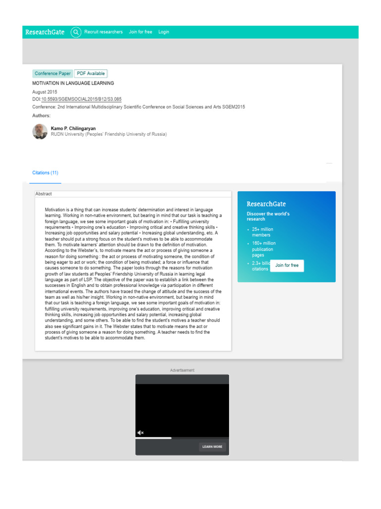 Pdf Motivation In Language Learning Pdf Motivational Motivation