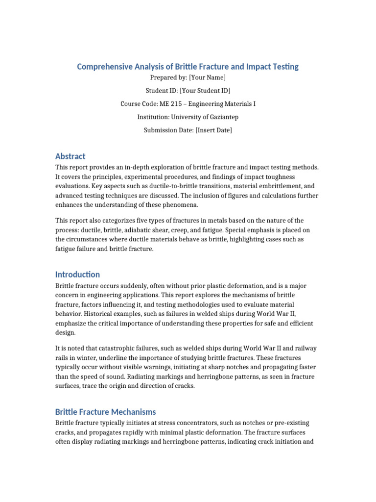 Expanded Brittle Fracture Report | PDF | Fracture | Ductility