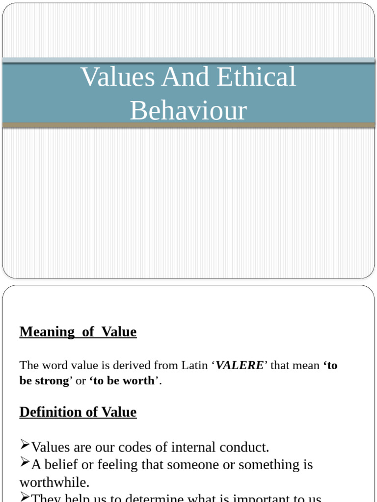 Values and Ethical Behaviour | PDF