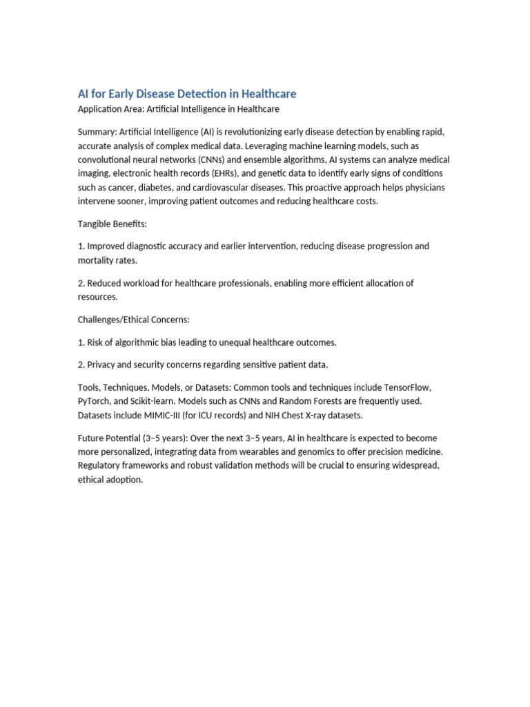 AI For Early Disease Detection | PDF