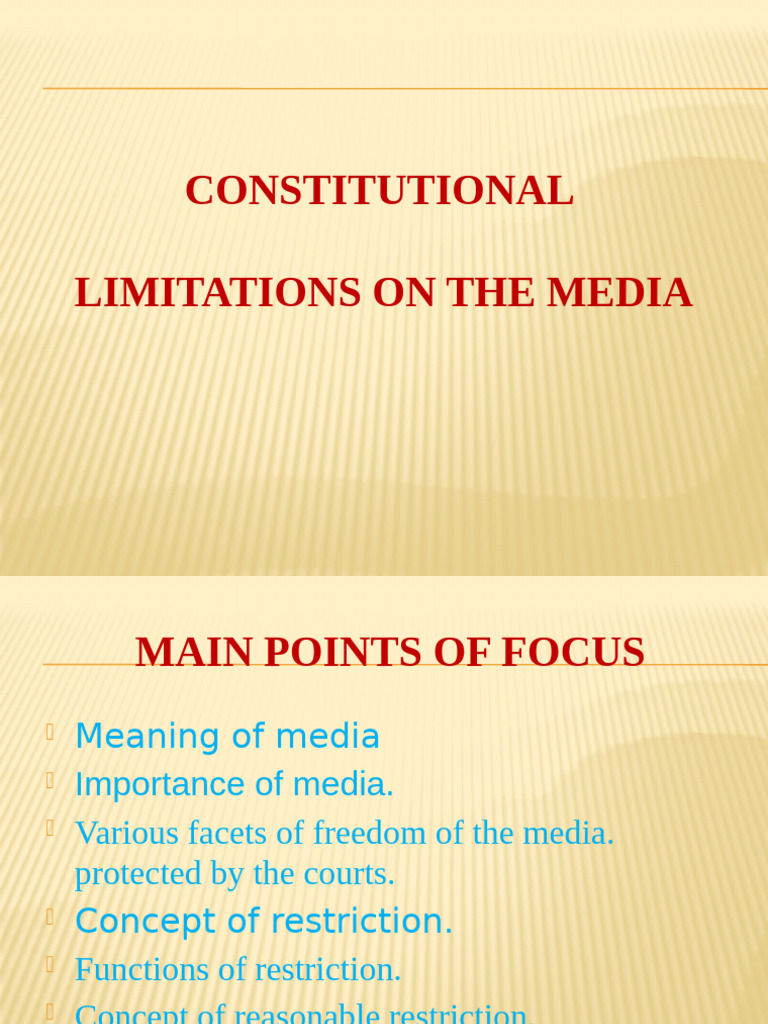 Constitutional Limitations - Media | PDF | Mass Media | Defamation
