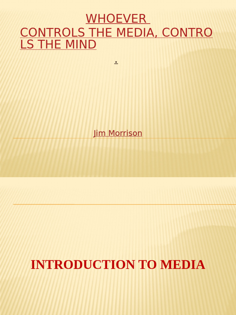 Introduction To Media | PDF | Freedom Of Speech | Media (Communication)