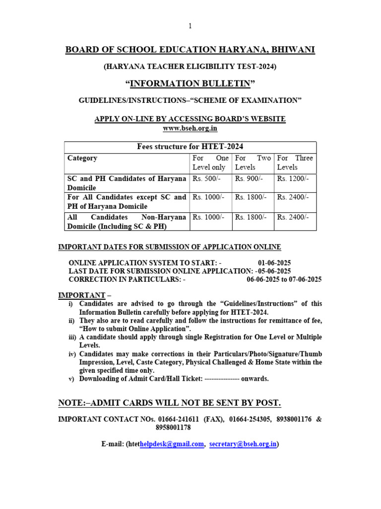 HTET 2024 Guidelines and Application Info | PDF | Multiple Choice ...