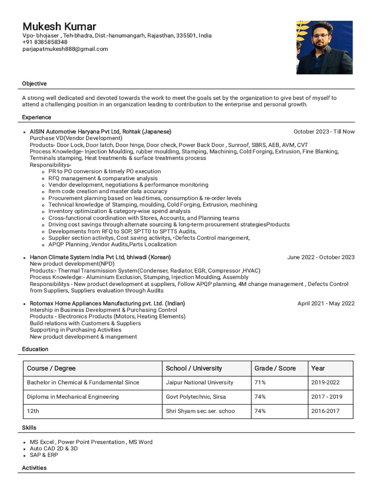 CV Mukesh Kumar Purchase VD | PDF | Audit