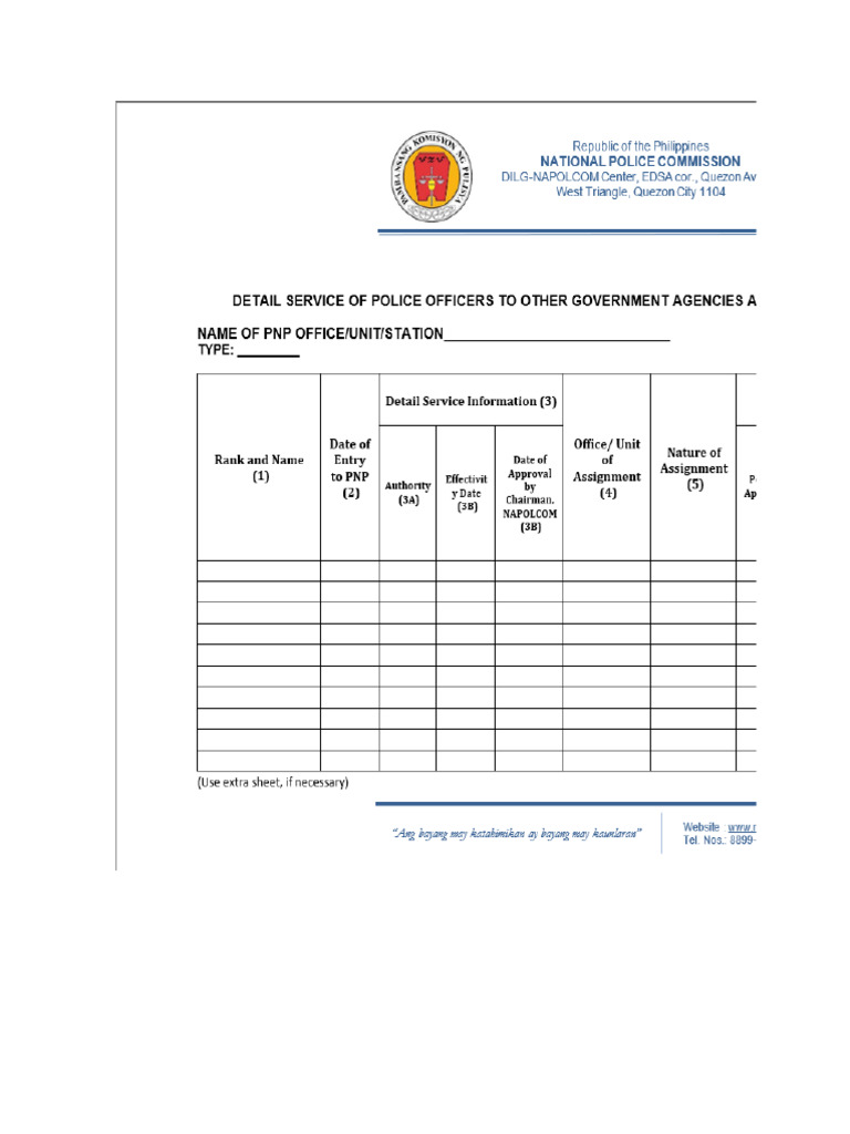 NAPOLCOM Inspection Form No. 4 and 8 | PDF | Government | Law Enforcement