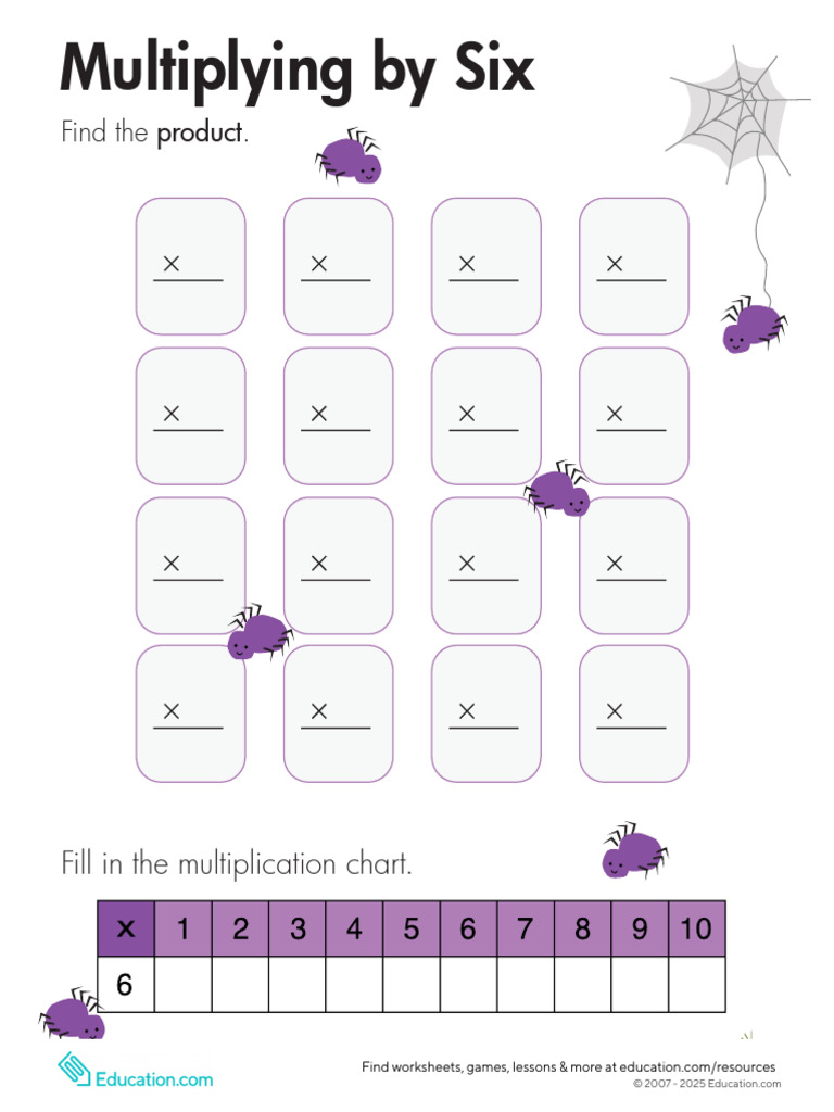 Multiplication Worksheets for Six | PDF