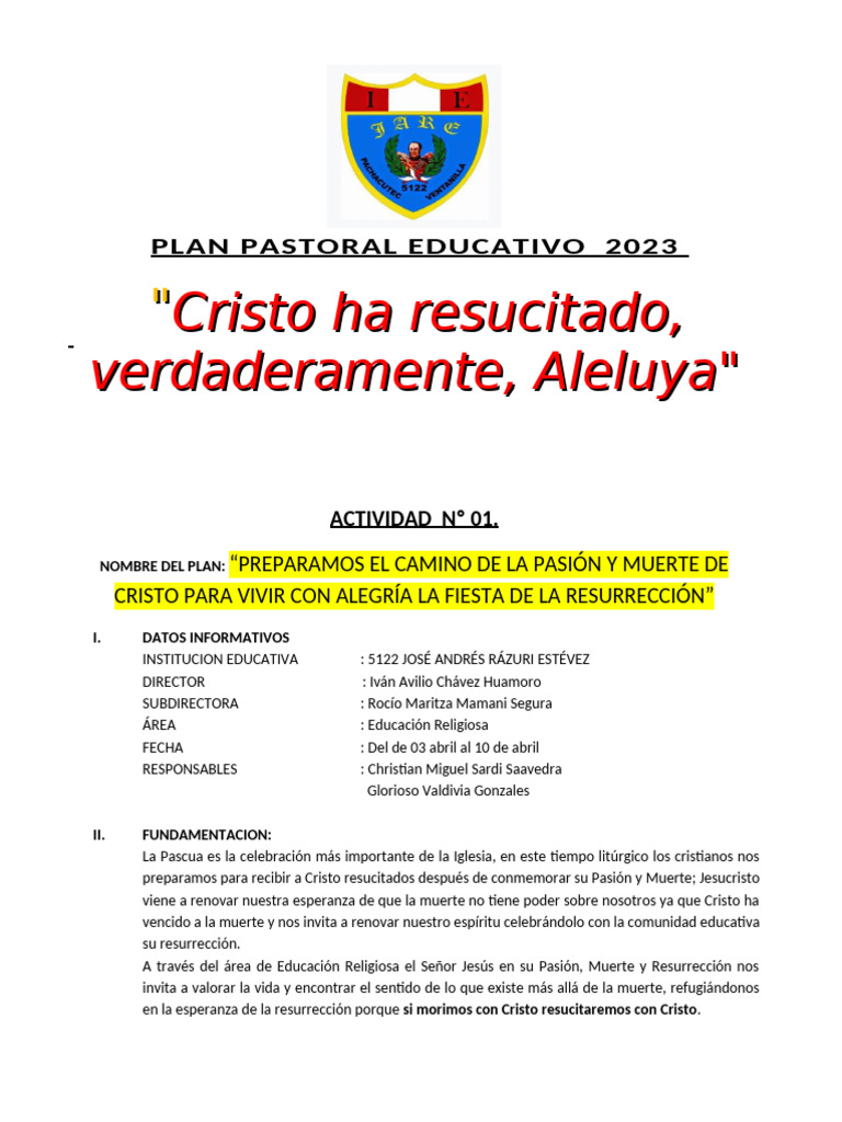 Semana Santa y Pascua 2023 en I.E. 5122 | PDF | Pascua de Resurrección ...