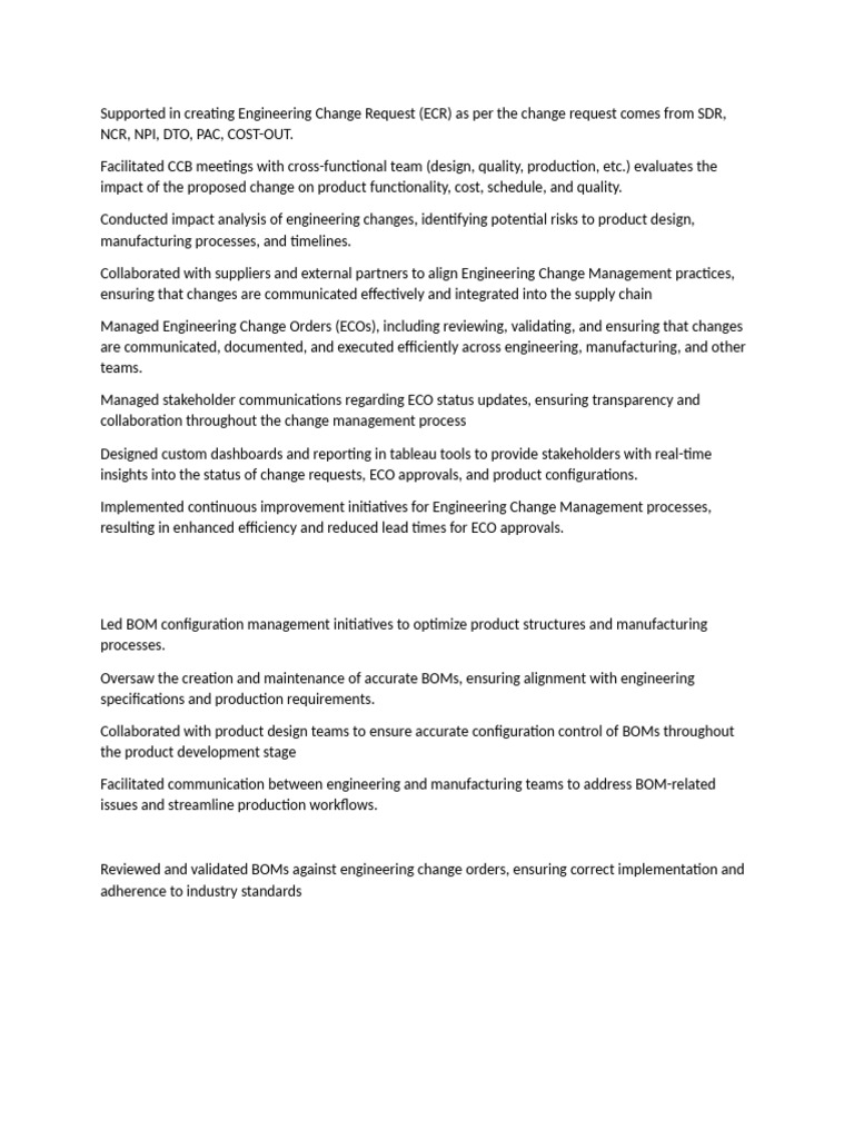 Supported in Creating Engineering Change Request | PDF