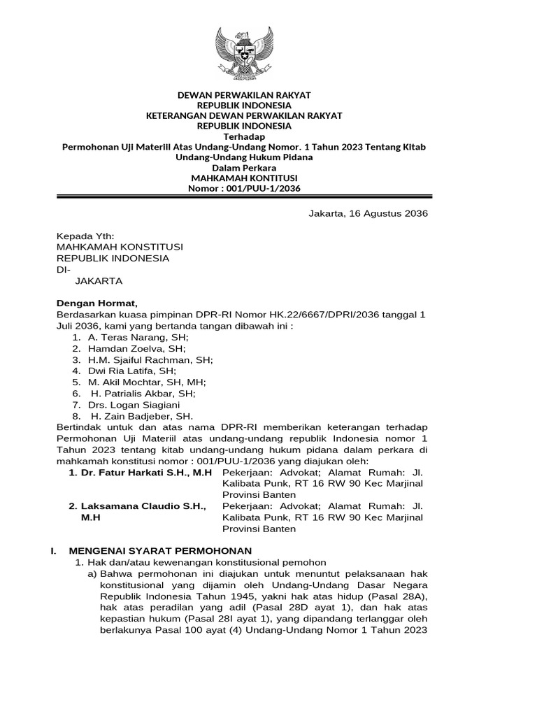 Surat Keterangan DPR | PDF