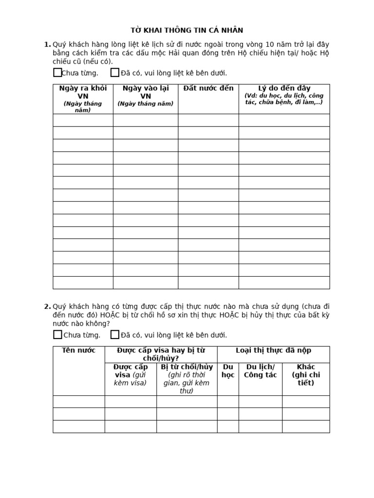 T Khai Thông Tin Cá Nhân | PDF
