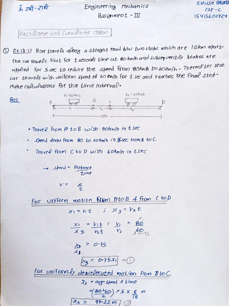 Engineering Mechanics Assignment III | PDF