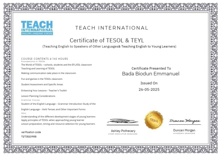 PDF Teach International Certificate of Tesol Amp Teyl Compress - PDF ...