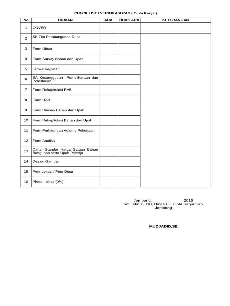Contoh Format RAB Dan LPJ_TPJ_DPMD_Kab.jombang | PDF