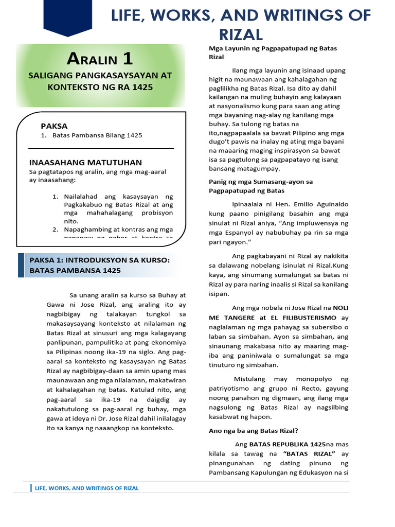 Modules in Rizal | PDF
