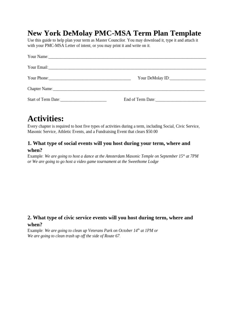 PMCS MSA Term Plan Template | PDF