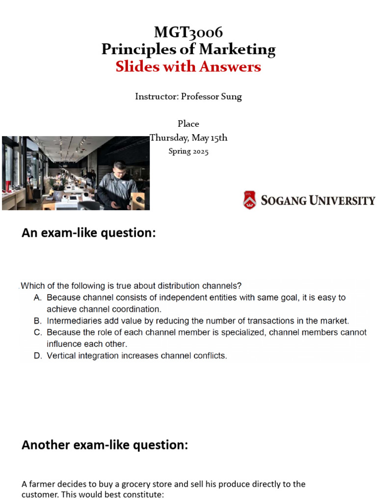 Marketing Principles Exam Review Slides | PDF