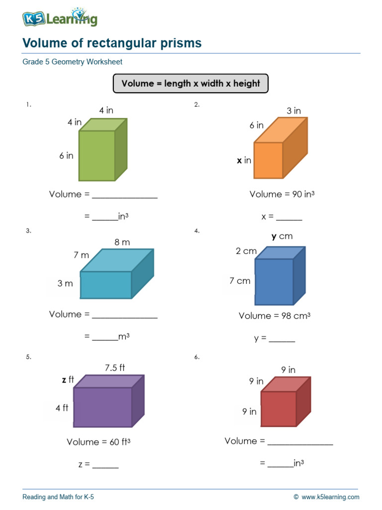 Grade 5 Volume Worksheets | PDF