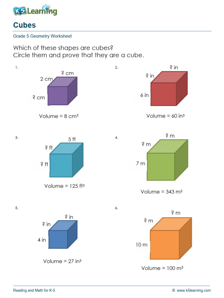 Grade 5 Geometry: Identifying Cubes | PDF