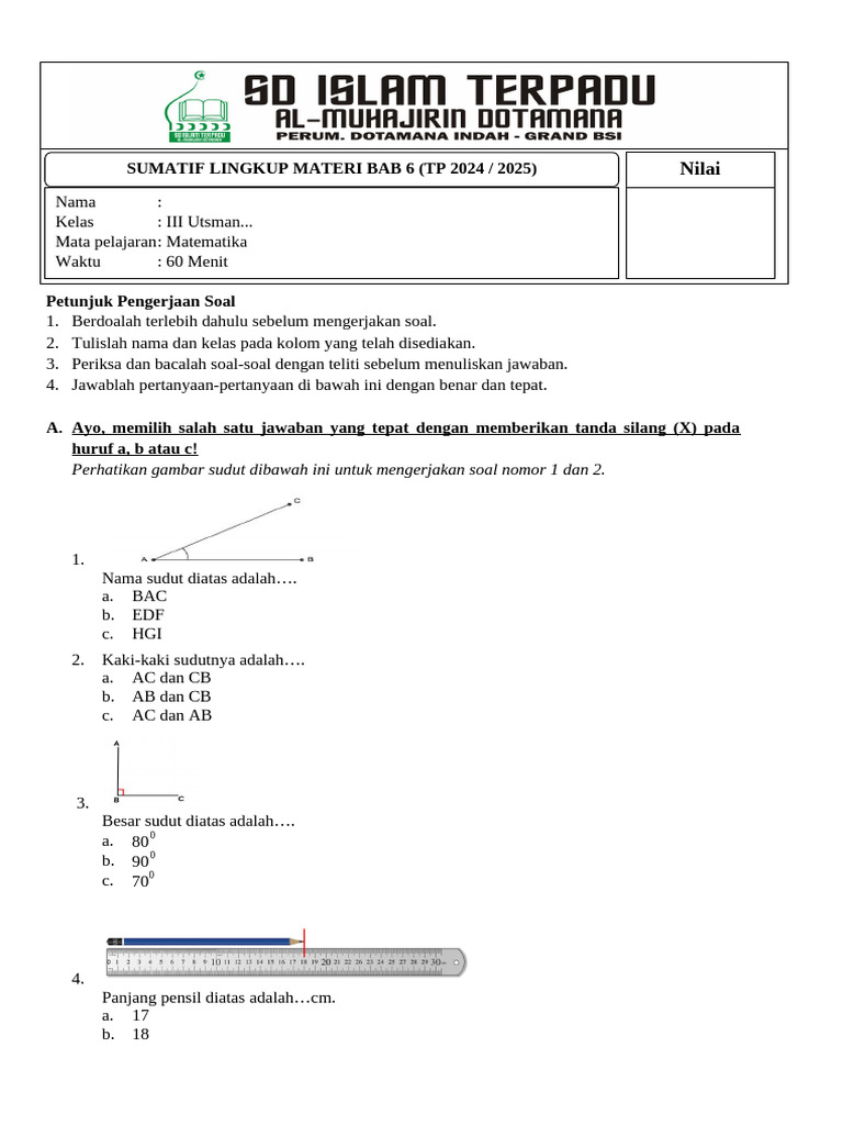 Soal PH MTK Bab 6 | PDF