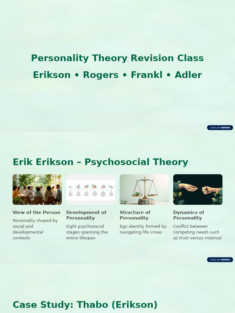 Personality Theory Revision Class Erikson - Rogers - Frankl - Adler ...