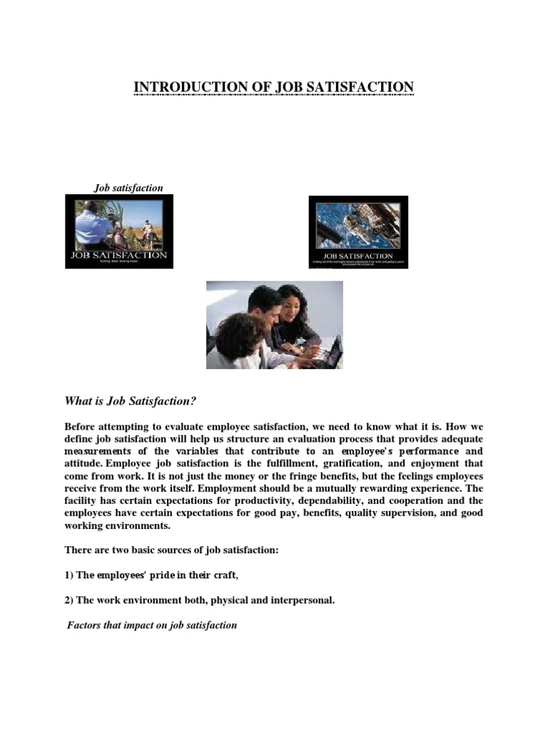 Introduction of Job Satisfaction | PDF | Job Satisfaction | Attitude ...