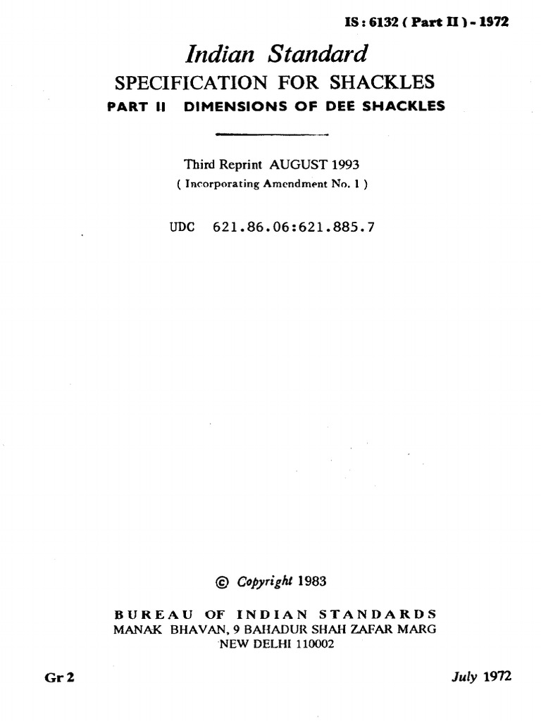 Dee Shackle Dimensions and Standards | PDF | International Organization ...