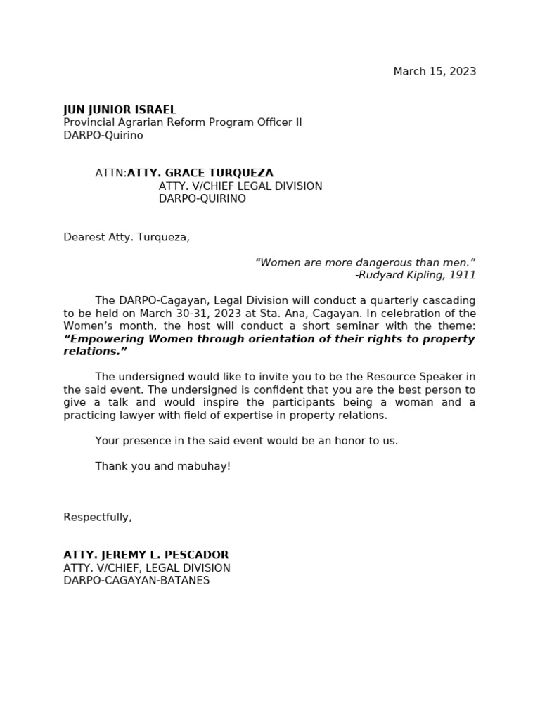 Invitational Letter | PDF