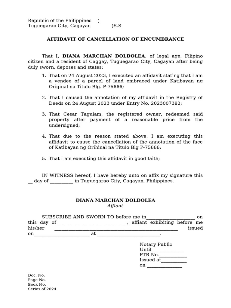 Affidavit of Cancellation | PDF