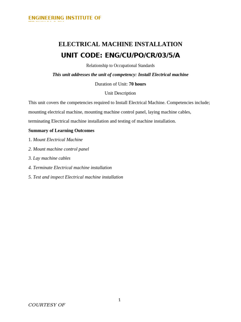 Electrical Machine Installation Guide | PDF | Electrical Engineering ...