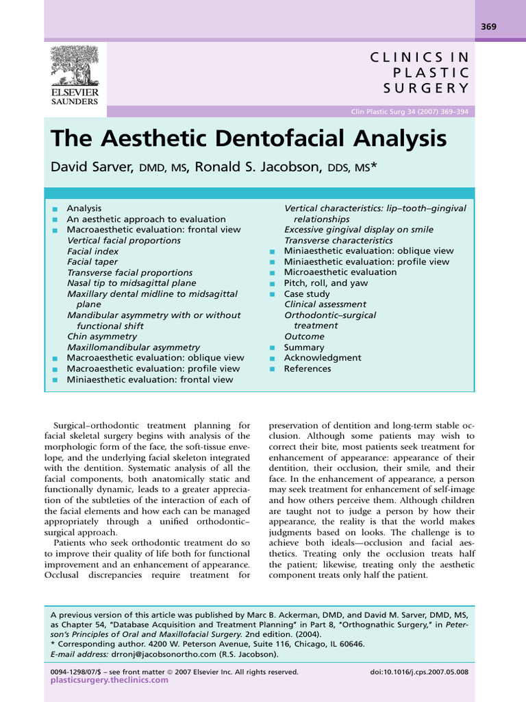 The Aesthetic Dentofacial Analysis | PDF | Human Nose | Orthodontics