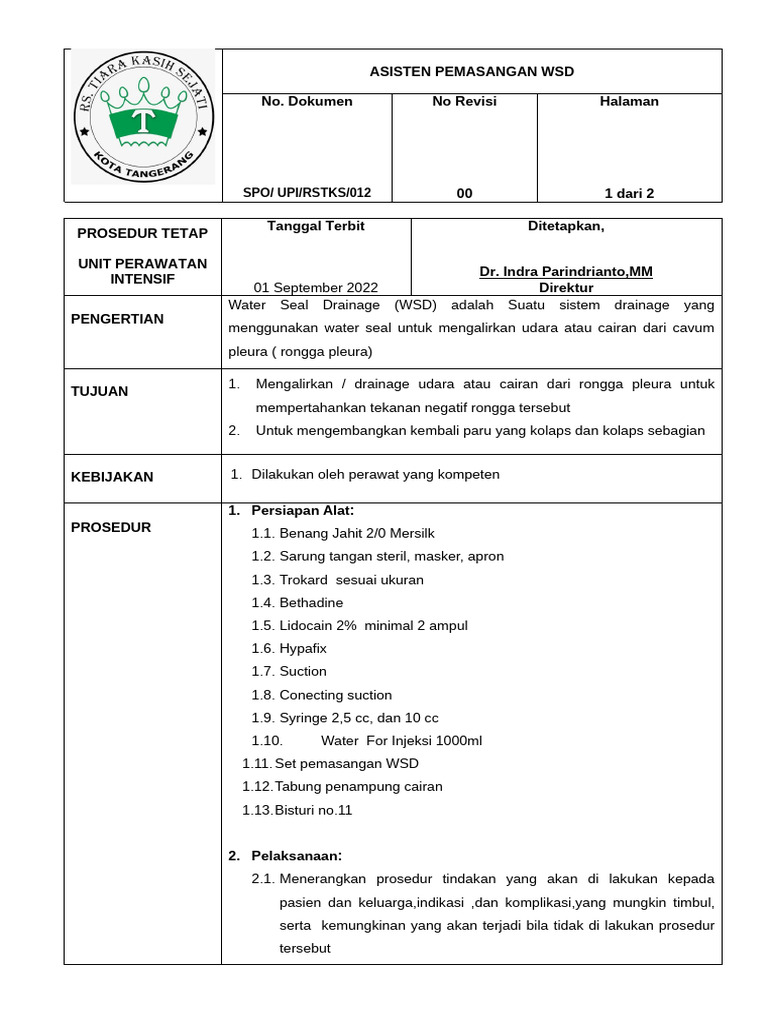 12. Spo Kep (Nicu - Picu )-Asisten Pemasangan Wsd | PDF