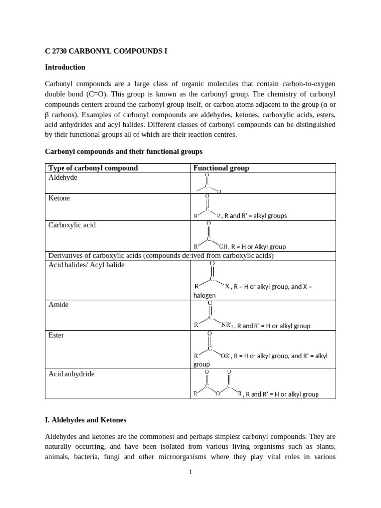 C2730 Carbonyl Compounds I | PDF | Aldehyde | Ketone