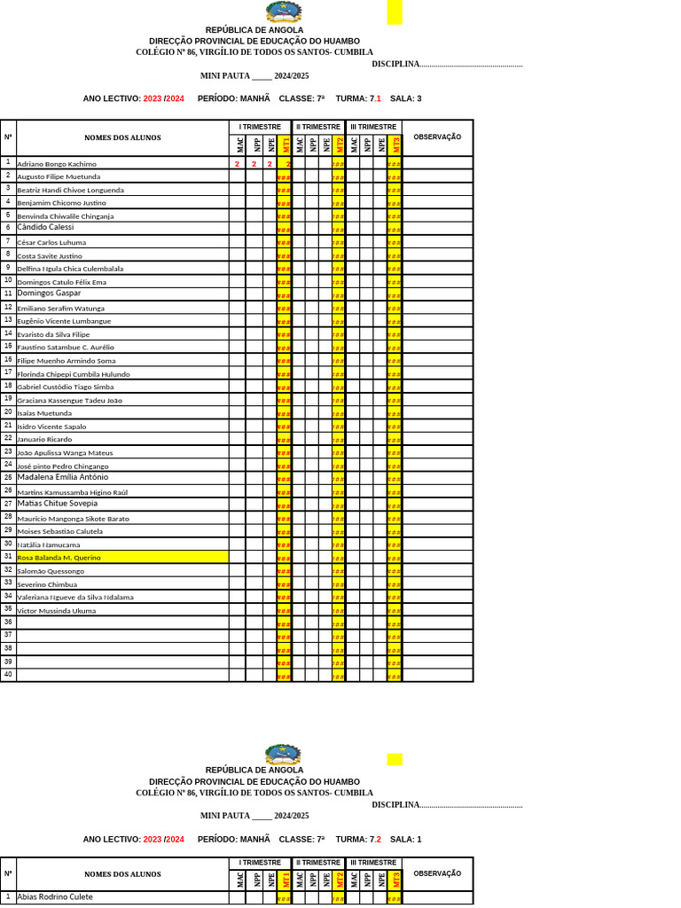 Mini Pauta 2024 2025 | PDF