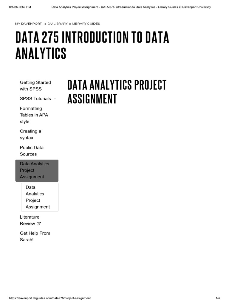 Data Analytics Project Assignment Data 275 Introduction To Data Analytics Library Guides At