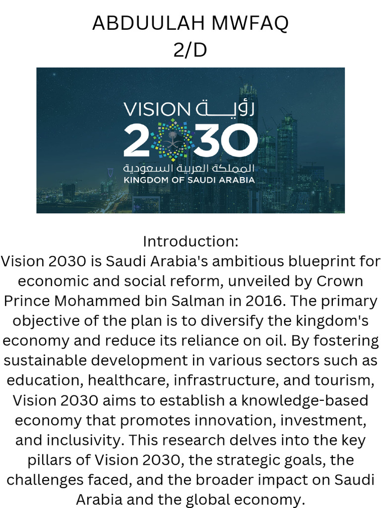 Vision 2030: Saudi Arabia's Economic Reform | PDF | Saudi Arabia ...