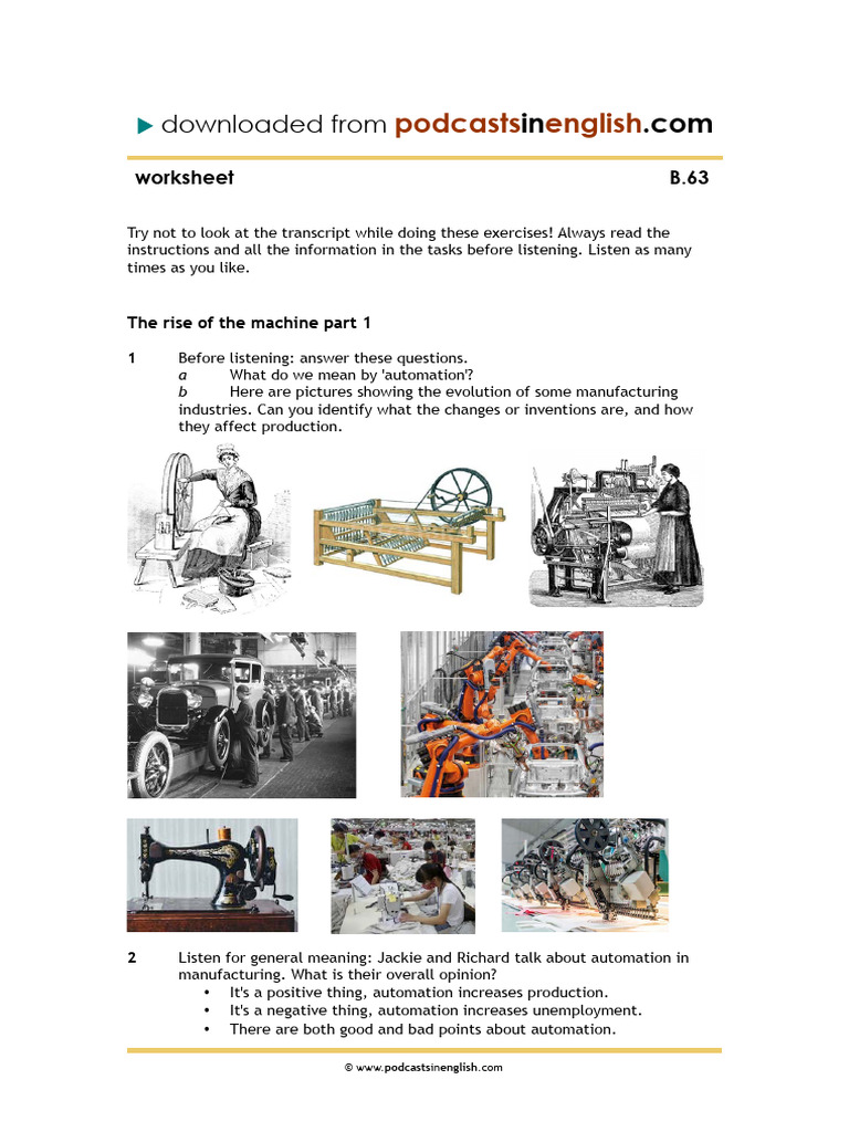 Automation1 - Worksheet and Keys | PDF | Automation | Industrial Revolution