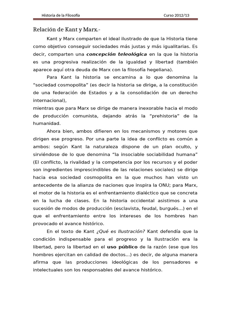 Relacion de Kant y Marx | PDF | Karl Marx | Immanuel Kant