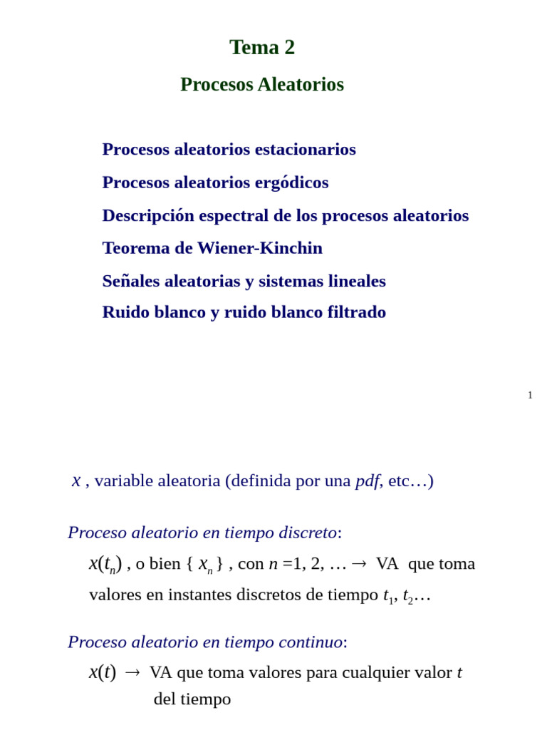 Tema 2 - Procesos Aleatorios - 1 | PDF | Autocorrelación | Proceso ...