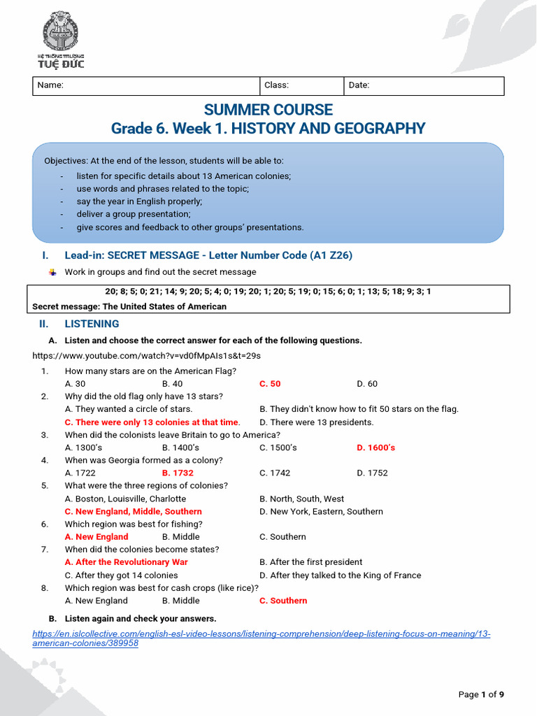 Grade 6 - Handout For Teacher - Week 1 (History and Geography) | PDF ...