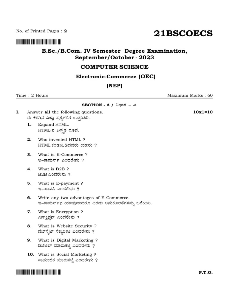 21BSCOECS Electronic Commerce 1 | PDF | Chess Openings | Chess Theory