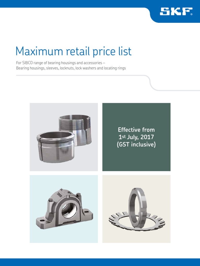 SKF Sibco Pricelist Effective 1st July 2017 | PDF