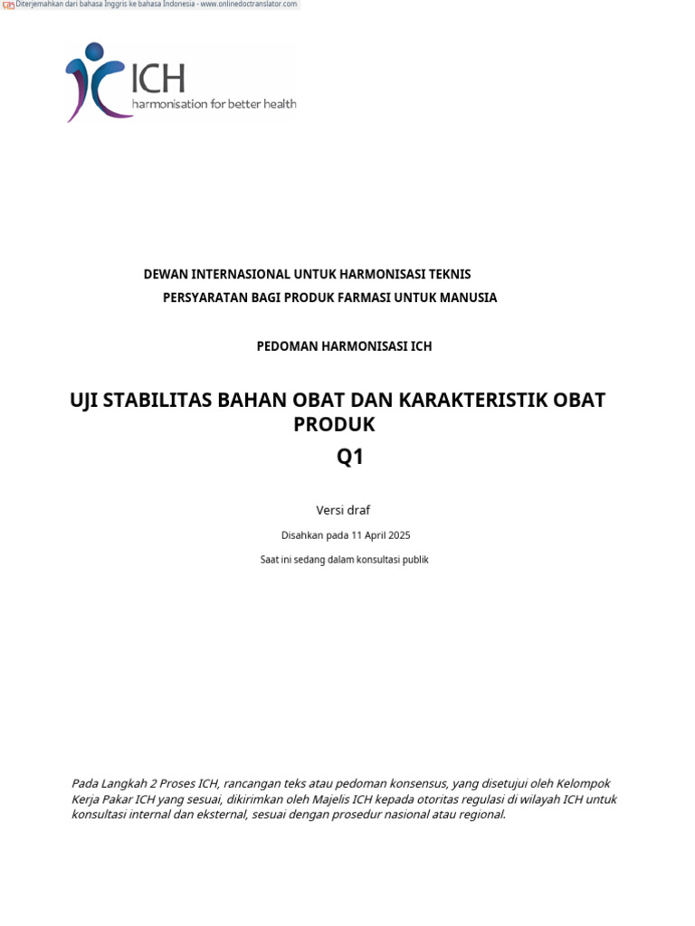 ICH Q1EWG Step2 Draft Guideline 2025 0411.en - Id | PDF