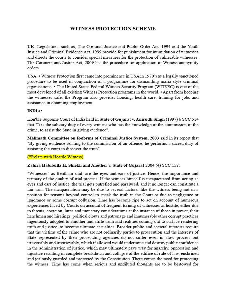 Witness Protection Scheme | PDF | Crimes | Crime & Violence