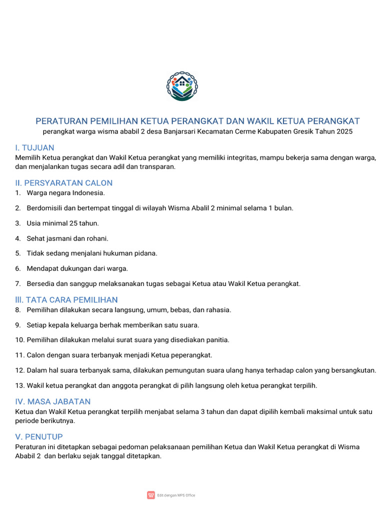 Aturan Pemilihan Ketua Perangkat 2025 | PDF
