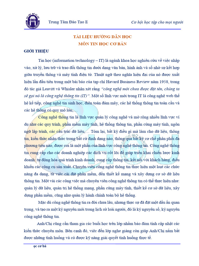 Bai 1 - Hieu Biet Co Ban Ve CNTT | PDF