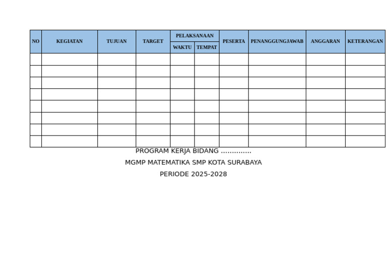 Format Program Kerja Bidang | PDF