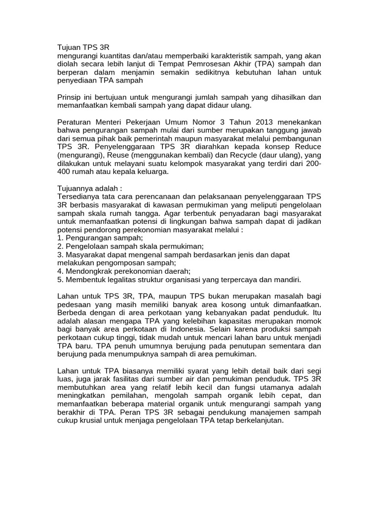 Tujuan TPS 3R | PDF