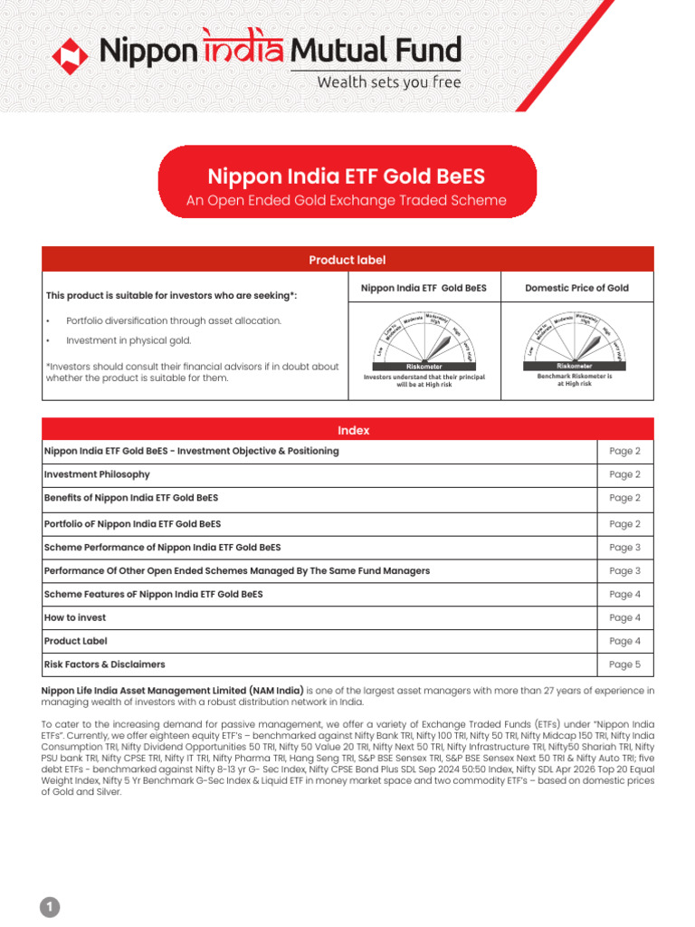 Nippon India ETF Gold BeES Overview | PDF | Exchange Traded Fund ...