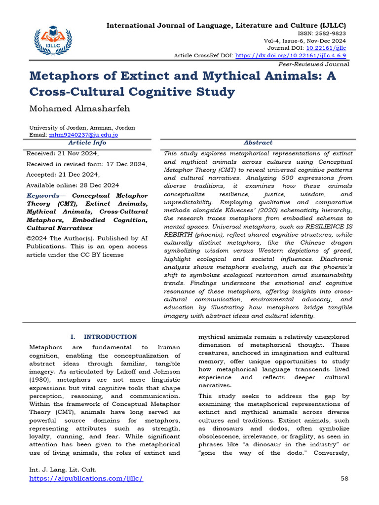 Cross-Cultural Metaphors of Animals | PDF | Metaphor | Linguistics